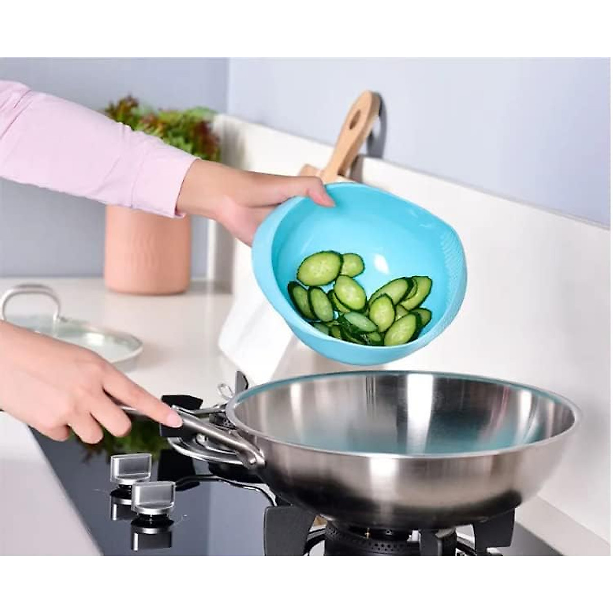 Kitchen Colander Bowl Combo Strainer for Rice, Pasta, Vegetables, Fruits (White)