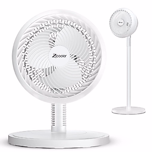 ZICOOLER Pedestal Fan for Bedroom, 28dB Ultra Quiet Standing Fan for Home Bedroom, 80°+60° Oscillating Floor Fans with 3 Speeds, Portable Stand Fan Desk Fan 2-in-1 Air Circulator Fan