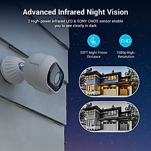 blurams 2pc Outdoor Pro, Security Camera Outdoor System 1080p FHD Outside w/Two-Way Audio, Starlight Night Vision, Facial Recognition, Weatherproof, Cloud/Local Storage, Compatible with Alexa