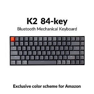 Keychron K2 Wireless Bluetooth 5.1/Wired USB Mechanical Keyboard for Mac Layout, Compact 84 Keys Computer Keyboard Gateron G Pro Blue Switch White LED Backlight N-Key Rollover for Windows-Version 2