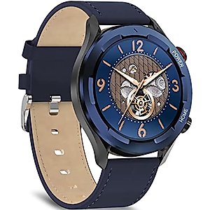 BRIBEJAT BT2 Pro Smart Watch for Men Compatible with Samsung iPhone Android Phones (Dial/Answer Calls) Built-in Music Player, Voice Assistant, Real-time Heart Rate & Sleep Monitor, Blue and Gray