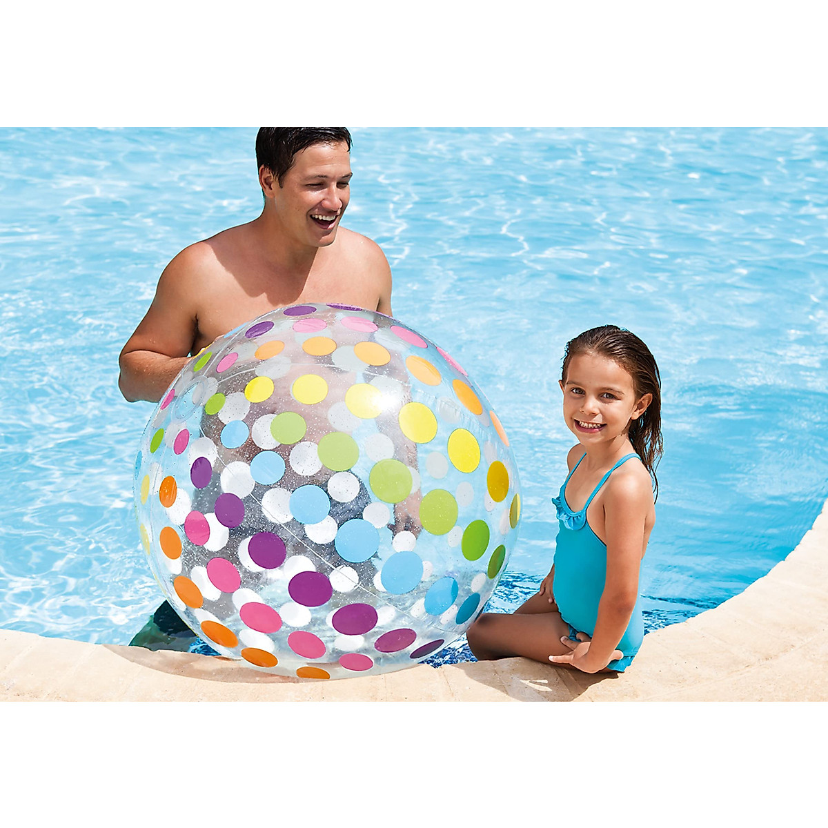 Intex Jumbo Inflatable Glossy Big Polka-Dot Colorful Giant Beach Ball (16 Pack)