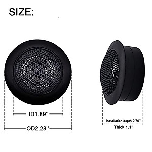 CYDZSW 1 Inch Tweeters for Car Audio,Door Speakers,Super Tweeter Pods Component Cars Parts Black(Pair),CT-001,Wired Connection