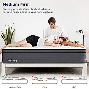 SUI LONG 11 Inch Mattress Full Size, Medium Firm Memory Foam and Individual Pocket Springs Hybrid Mattress for Motion Isolation & Cool Sleep, CertiPUR-US Certified, Full Size Mattress in a Box