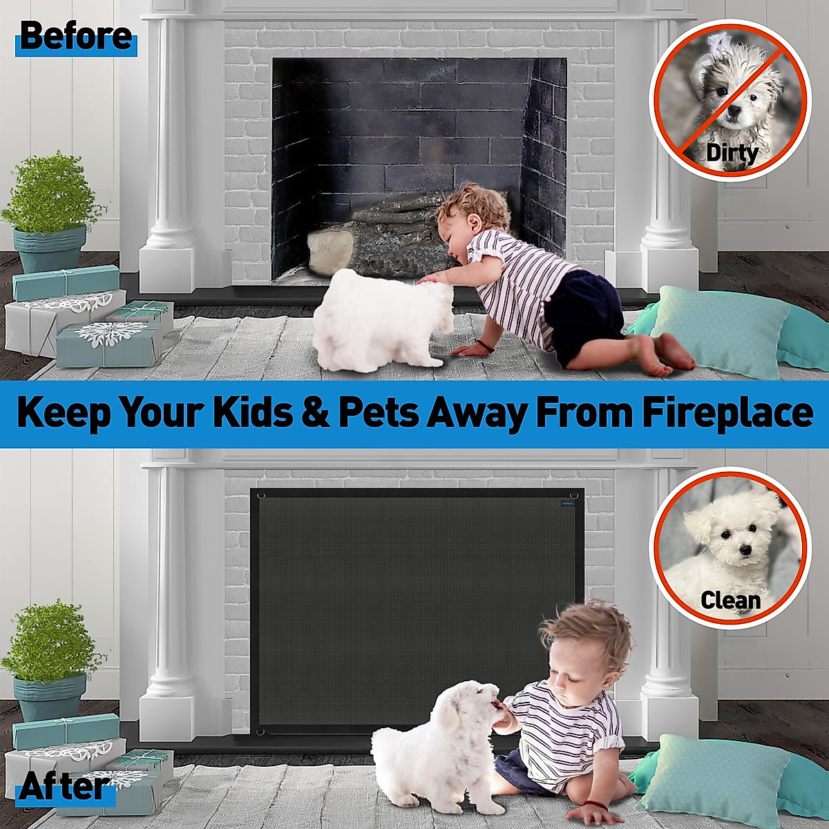 HOMWMPA Fireplace Cover Indoor, Fireplace Draft Stopper, Fireplace Blanket, Fireplace Draft Cover For Summer & Winter, Save Energy, Baby and Pet Proof, Anti-Dust, 39" W X 32" H