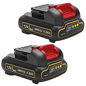 TENMOER 2 Pack DCB120 12V 4.0Ah Battery Compatible with Dewalt 12V Max Battery Replacement for 12V Dewalt Battery