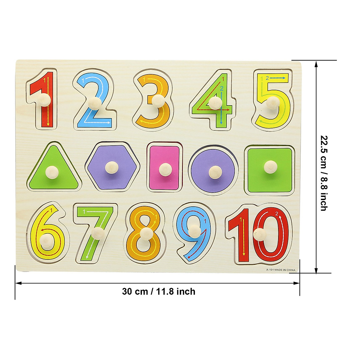 Motrent Wooden Jigsaw Peg Puzzle Board Toy Number Educational and Learning Puzzles Toy