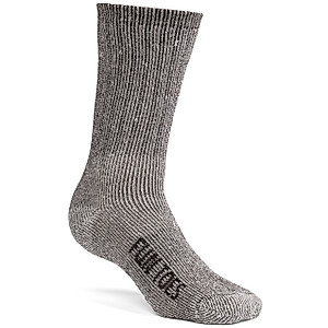FUN TOES Men's 70% Merino Wool Crew Socks 4 Pack Midweight Arch Support Fully Cushioned Ideal for Hiking (Brown, Mens 10-13)