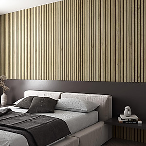 Decotalk Wood Slat Wallpaper Peel and Stick Wood Contact Paper 17.7"x120" Wood Slat Wall Panel Wallpaper Removable Brown Slat Wood Wallpaper for Bedroom Slat Wood Contact Paper for Cabinets Slat Look