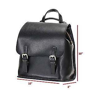 JeHouze Women Soft Leather Shoulder Purse Backpack Antitheft Rucksack Vintage Ladies Bag (Black)