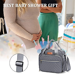 TRENDPLAY Mini Diaper Bag Baby Nappy Nursery Bag - Travel&Outdoor Organizer, Stroller Bag Multi-Function Maternity Bag for Mom Daddy, Gray