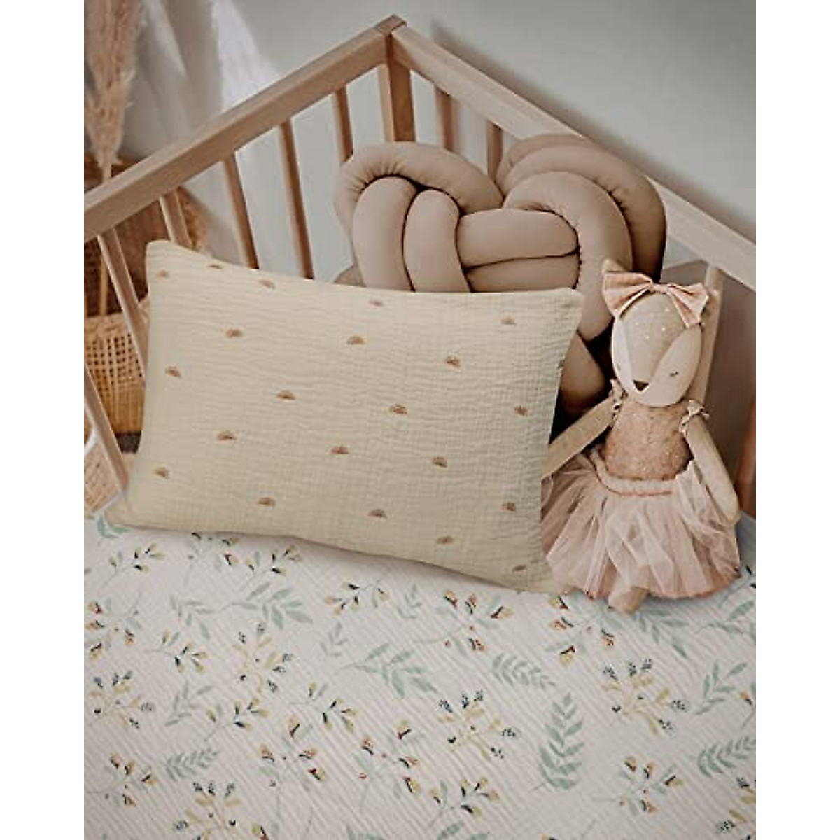 Blissful Diary Toddler Pillow with Muslin Cotton Pillowcase, 13x18 Kids Pillows for Sleeping and Traveling, Crib Pillow, Small Pillow for Kids, Toddler Bed Pillows (Rainbow)