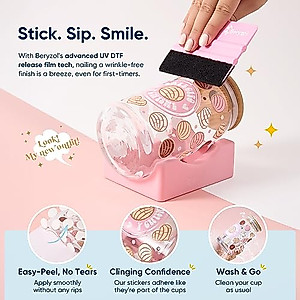 Beryzol UV DTF Cup Wrap, 9 Sheets Mama Theme 1 Sheets Mysterious Pattern and Cleaning Kit, UV DTF Transfers Stickers for 16 OZ Libbey Glass Cups Straws and Accessories