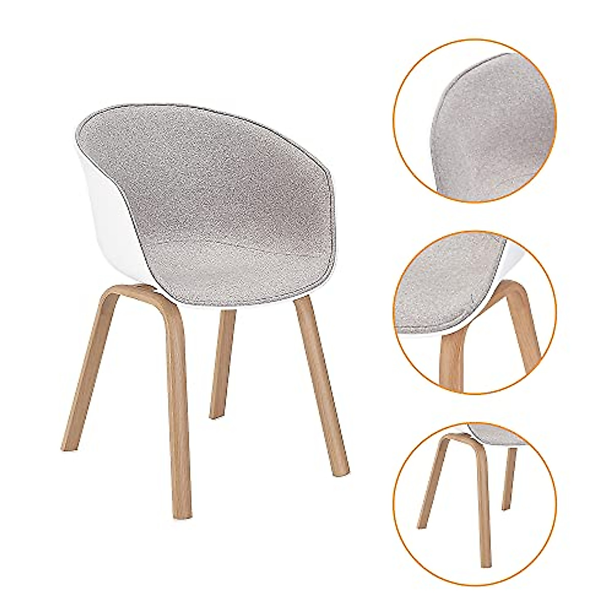 CangLong Mid Century Modern Dining Armrest Living Room Makeup Side Chairs with Metal Legs, set of 2, Grey 1