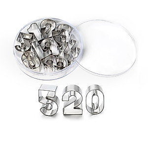SurgeHai Mini Number Cookie Cutters –1.7" Stainless Steel Cake Decorating Small Number Cutters with Cut-Outs, 9-Piece Set