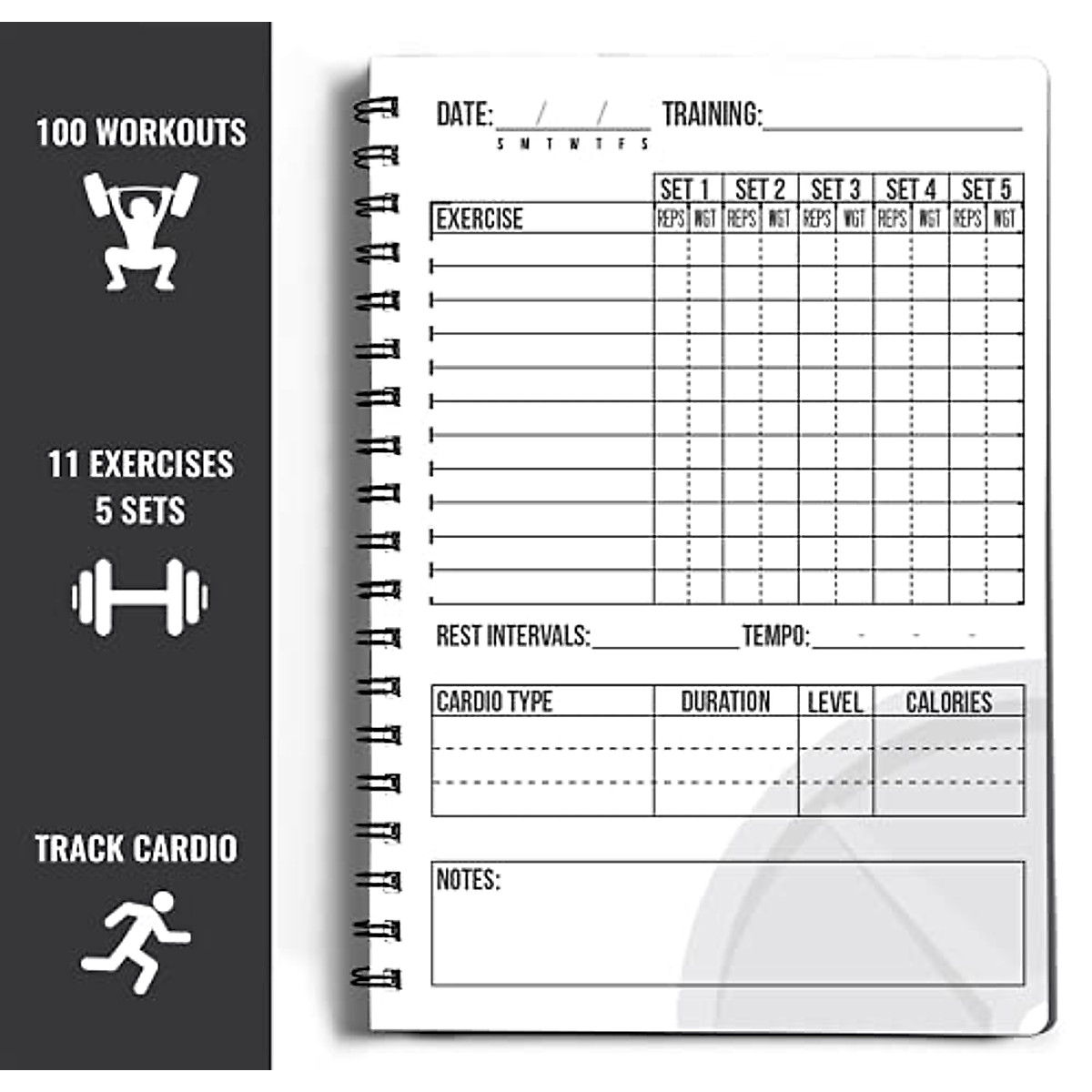 Workout Planner for Daily Fitness Tracking & Goals Setting (A5 Size, 6” x 8”, Charcoal Gray), Men & Women Personal Home & Gym Training Diary, Log Book Journal for Weight Loss by Workout Log Gym