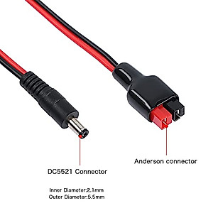 QIANRENON 45A Connector to DC Solar Extension Cable DC5525 (5.5 x 2.1mm) to Solar Panel Power Plug Adapter Connector 16AWG for Portable Generator Backup Battery& Foldable Solar Panel 3.9ft/1.2m