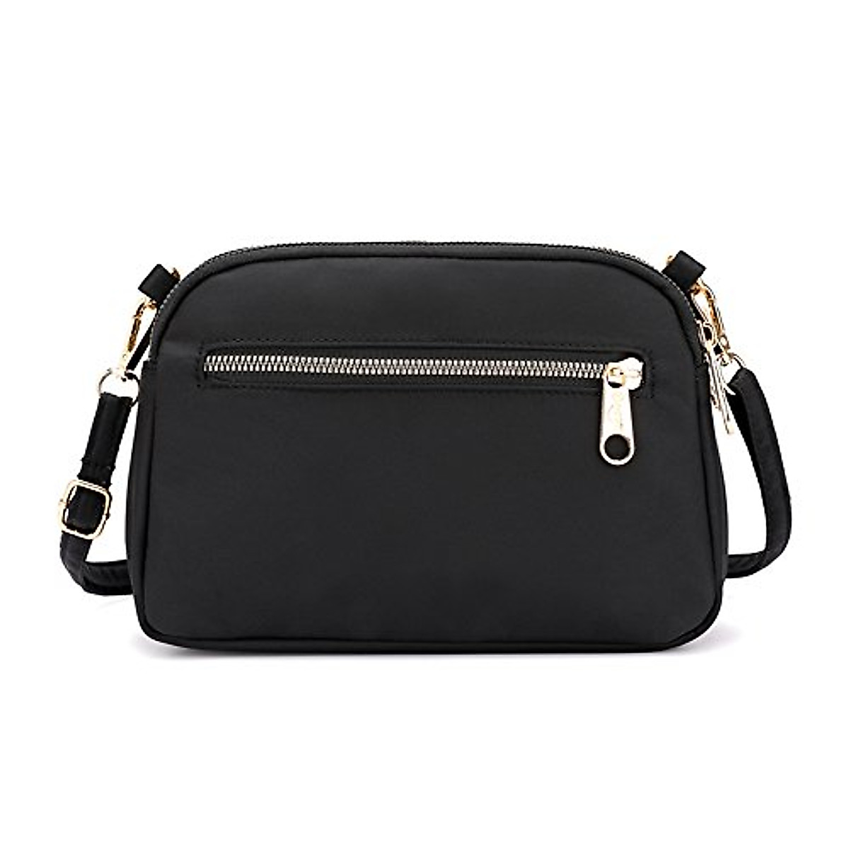 Collsants Small Crossbody Purse Mini Nylon Travel Shoulder Bag Multi Zipper Pockets (Black)