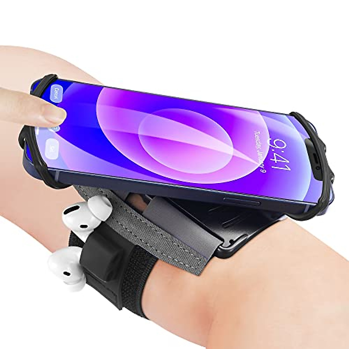 Newppon Cell Phone Running Armband :Airpods Pro Holder & 360° Rotatable Universal Arm band Case for iPhone 14 13 12 11 Pro Max Plus Samsung Galaxy S23 S22 Ultra Edge Note Pixel for Workout Exercise