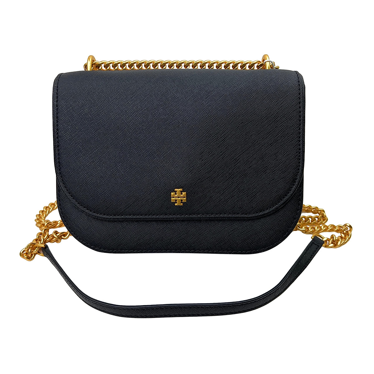 Tory Burch Emerson Flap Adjustable Shoulder Bag (Black)