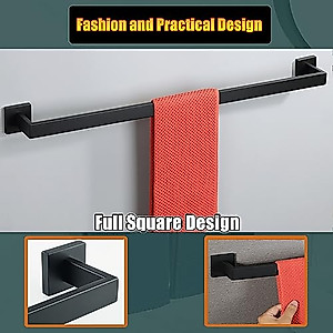 Alise Bath Towel Bars,28 Inch Towel Holder Towel Racks for Bathroom and Lavatory,SUS304 Stainless Steel Hand Towel Hanger Towel Rail Wall Mount,Matte Black