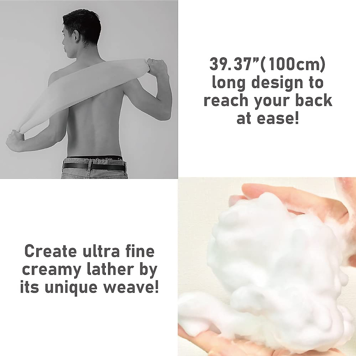 Extra Rough, Exfoliating Washcloth [Made in Japan] Exfoliating Towel Special Texture Makes Fluffy Foam Lather, Back Scrubber, Dead Skin Cell Remover [Loofah for Women and Men] (2pcs Set(Red, Gray))