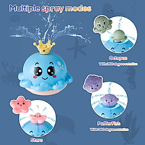 Baby Bath Toy With 4 Water Spray Modes,ToyoFun,Light Up Octopus Tub Toys for Toddler Kids,Auto-Rotating Toddlers Bathtub Toys for Boys Girls With Ocean Animals/Fountain Sprinkler/Flashing Colorful LED