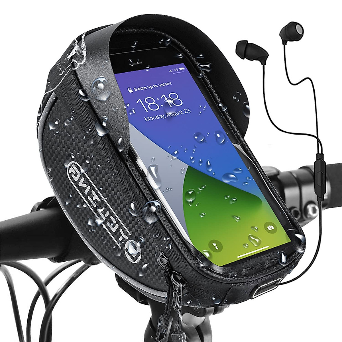 WOTOW Bike Phone Mount Bag, Waterproof Bicycle Cell Phone Front Frame Top Tube Handlebar Bag with Touch Screen Sun Visor Large Capacity Cycling Pouch Accessories for 6.5'' iPhone 12 13 XS Max XR