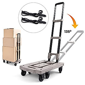 Hand Truck, COREFLEX Folding Hand Truck Foldable with 7 Wheels 500lbs Heavy Duty Hand Truck Dolly Adjustable Handle for Luggage, Travel, Moving, Shopping, Personal and Office