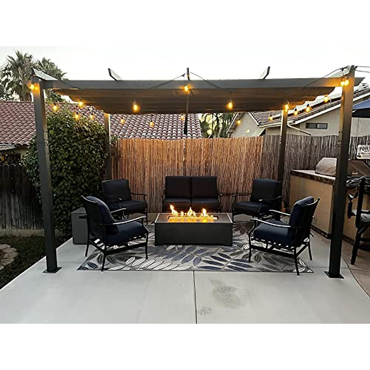 PURPLE LEAF 10' X 13' Outdoor Retractable Pergola with Sun Shade Canopy Patio Metal Shelter for Porch Garden Beach Pavilion Grill Gazebo Modern Yard Grape Trellis Pergola, Gray