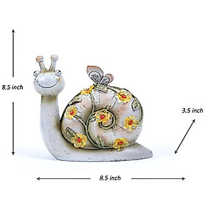 WSgift Resin Snail Figurine Lights Solar Powered Outdoor Statue Lights for Patio Lawn Garden Yard Decorations, L8.5 x W3.5X H8.5 Inch