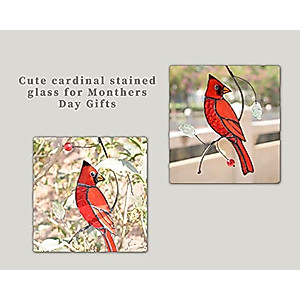 Lolitarcrafts Bigger Cardinal Stained Glass Window Hangings Cute Birds Suncathers for Window Monthers Day Gifts
