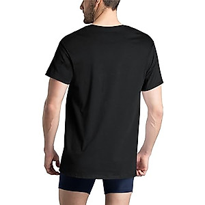 Fruit of the Loom mens Eversoft Cotton Stay Tucked V-neck T-shirt Underwear, Regular - Black 6 Pack, X-Large US