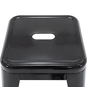 Brage Living 18 Inch Industrial Metal Stools Set of 4, Stackable Classroom Stools, Backless Metal Dining Chairs for Indoor Outdoor, Kitchen Short Stools (Black)