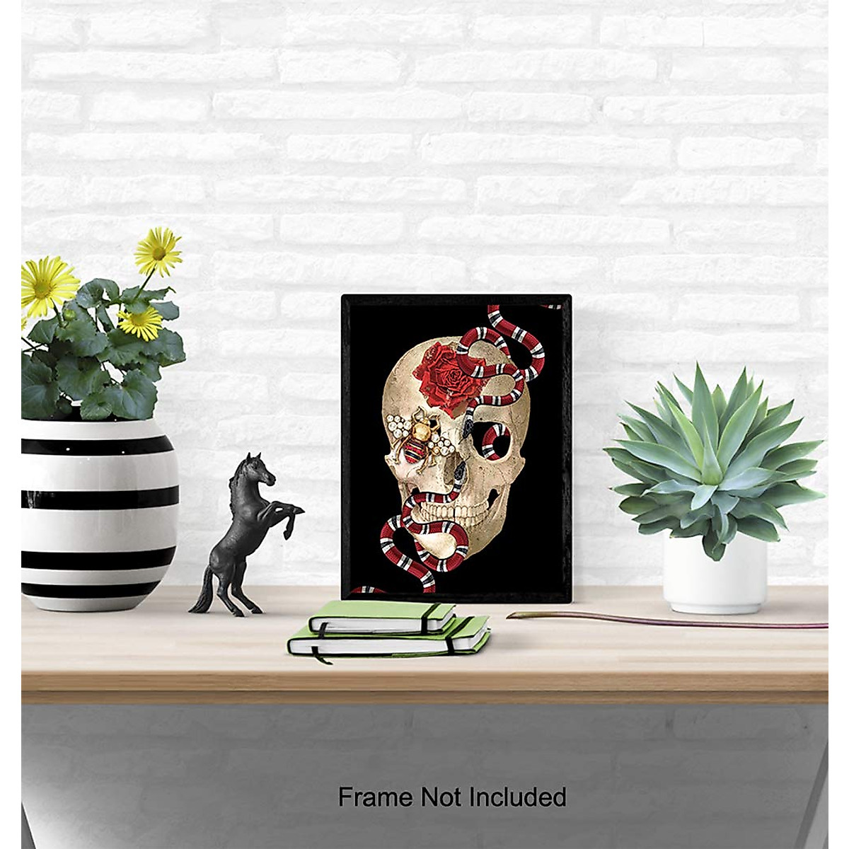 Poster of Wall Art - Gothic Skull Wall Decor - Snake Picture - Glam Print for Room or Home Decoration - Fashion Design - Designer Gifts for Women, Wife, Her, Teens, Girls - Glamour Couture