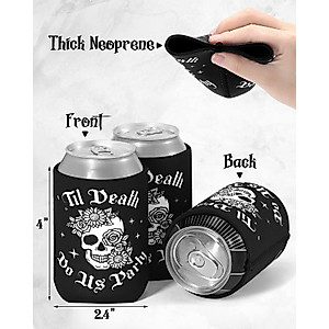 12-Pack Bride or Die Bachelorette Party Can Sleeves Till Death Beverage Sleeves Favor for Gothic Halloween Bridal Shower Party Supplies 1950s Rock and Roll Party Decorations