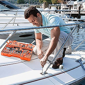 Great Neck MS125 125-Piece Marine Tool Set, Versatile Boat Tool Kit, Water Resistant Marine Tool Kit Case, Emergency Marine Tool Kit For Boats, Chrome Plated