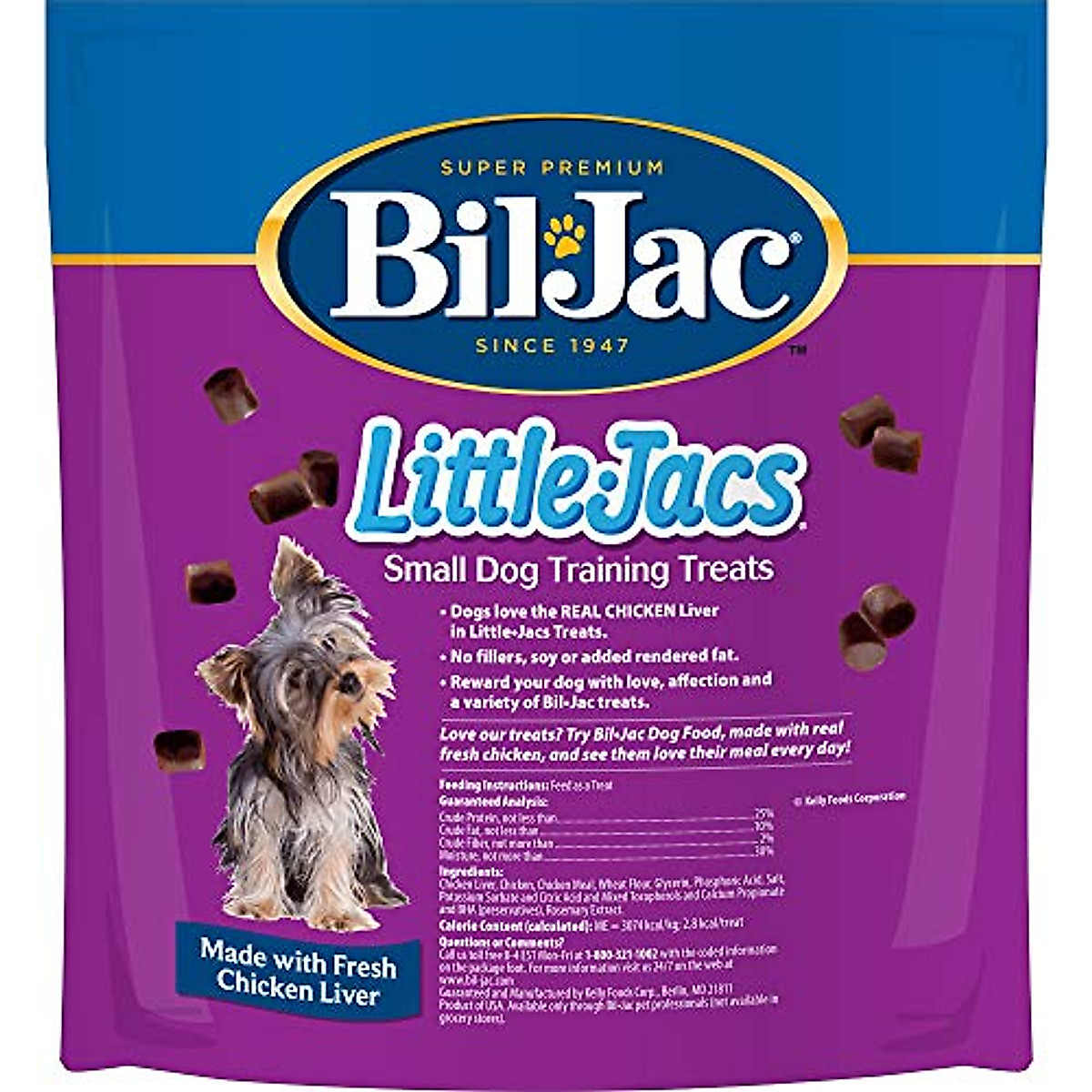 Bil-Jac Little Jacs Small Dog Training Treats - Soft Chicken Liver Dog Treats for Puppy Rewards - Real Chicken, No Fillers, 16oz Resealable Double Zipper Pouch (2-Pack)