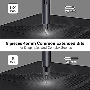 EFFTO Mini Electric Precision Screwdriver Set, 350mAh Lithium Battery Rechargeable Screwdriver Set, with 60 Precision Bits, Electronics Screwdriver Repair Tool Kit Magnetic Screwdriver Set