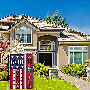 Patriotic Garden Flag god bless america Let Freedom Ring House Flag Double Sided, holiday garden flags 4th of July Memorial Day Independence Day Yard Outdoor Decoration 12X18 Inch