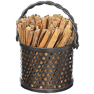 Minuteman International Twisted Ropr fatwood Holder Basket Caddy, Graphite, 6.75 x 5.5 x 5.5