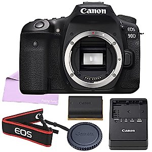 90D DSLR Camera (Body Only) Bundle + Microfiber Cloth - 3616C002 (Renewed)