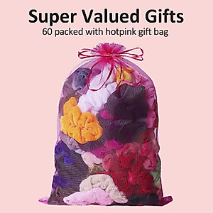 ADRIONE Velvet Hair Scrunchies - 60 Pack for Women, Girls, and Kids - Bulk Scrunchies Hair Ties No Damage Scrunchy Hair Bands Ponytail Holders for Thick, Curly, Thin, Fine Hair