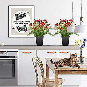 Luxsego Silk Artificial Flowers Coreopsis Faux Flowers, Potted Floral Decor for Garden, Wedding, Office Table Decor Gifts Idea for Her or Him, Decorative Home Accessories(16.7in, Red)