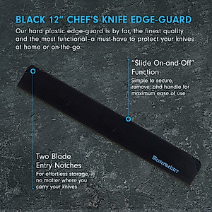 Messermeister 12” Chef’s Edge-Guard, Black - Fashionable & Functional Knife Protector for Chef’s & Wide-Blade Knives - 2 Blade Entry Notches - 12.5” x 1.9375”