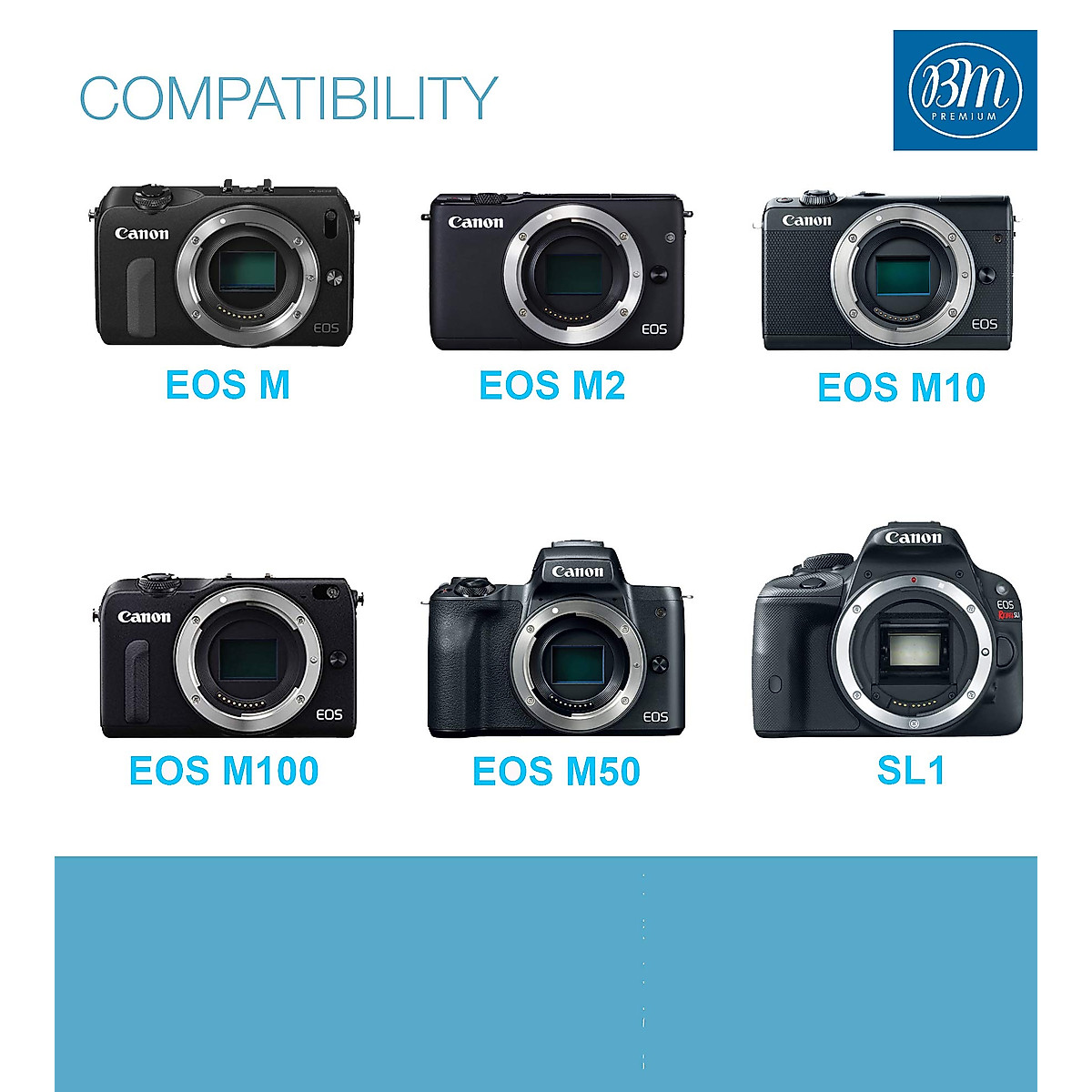 BM Premium LP-E12 Battery and Charger Kit for Canon EOS-M, EOS M2, EOS M10, EOS M50, EOS M50 Mark II, EOS M100, EOS M200, SX70 HS, Rebel SL1 Cameras