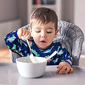 3 Pcs Long Sleeved Bib Set | Baby Waterproof Bibs with Pocket Bundle | Toddler Bib with Sleeves and Crumb Catcher | Stain and Odor Resistance Play Smock Apron - Pack of 3 | 6-24 Months