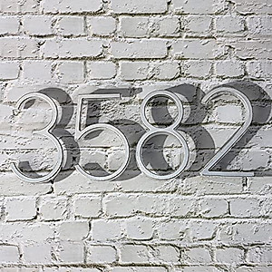 House Numbers for Outside, Gibolin 5 Inch Silver Floating Metal Modern Address Numbers Garden Door Mailbox Decor Anti-Rust Visibility Signage with Nail Kit, Number 9