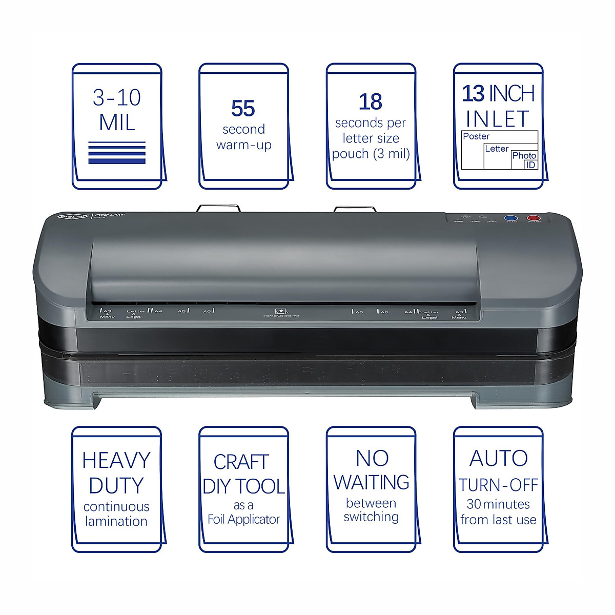 SINCHI 55-Second Warm-up, 13-inch Business Laminating Machine for 3-10 mil Laminating Sheets, 40 inches/Minute high Speed Thermal laminator Machine for Home/Office/School, Hot & Cold Lamination