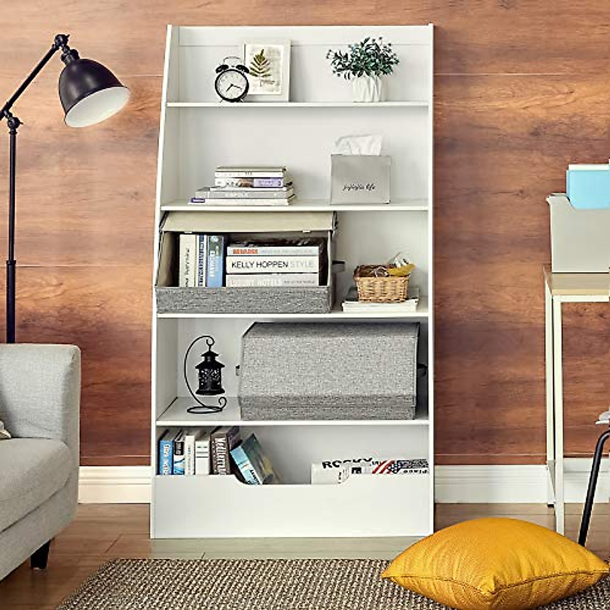 SONGMICS Stackable Storage Bins, Set of 2 Fabric Storage Boxes with Lids, with Magnetic Closures, Lid Can Stay Open after Stacking, ‎19.7 x 13.8 x 9.8 Inches, Light Gray URLB03GY